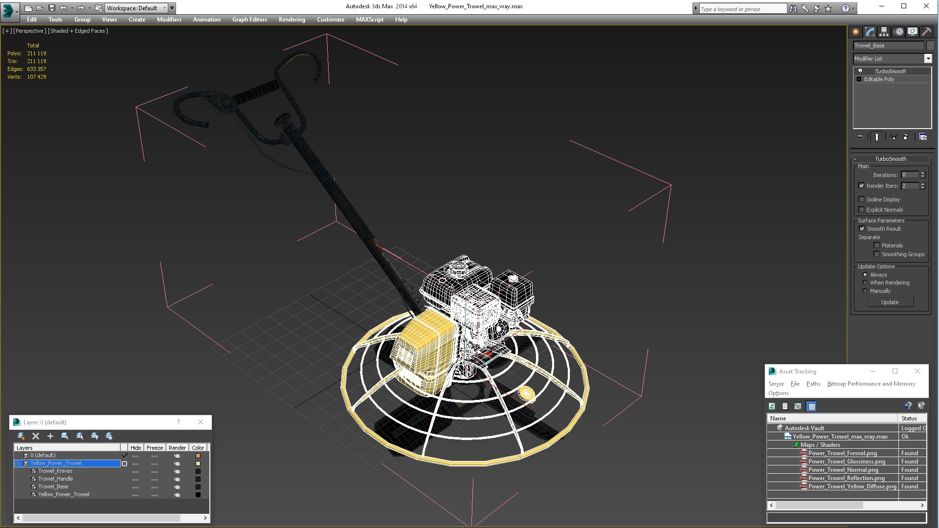 Yellow Power Trowel 3D - TurboSquid 2092532