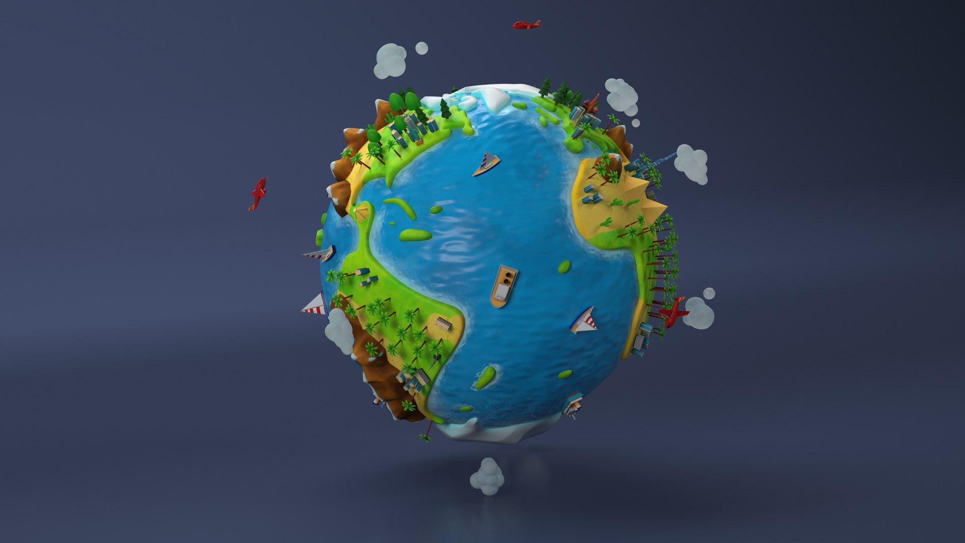 3D Stylized Cartoon Miniature Earth - TurboSquid 2211862