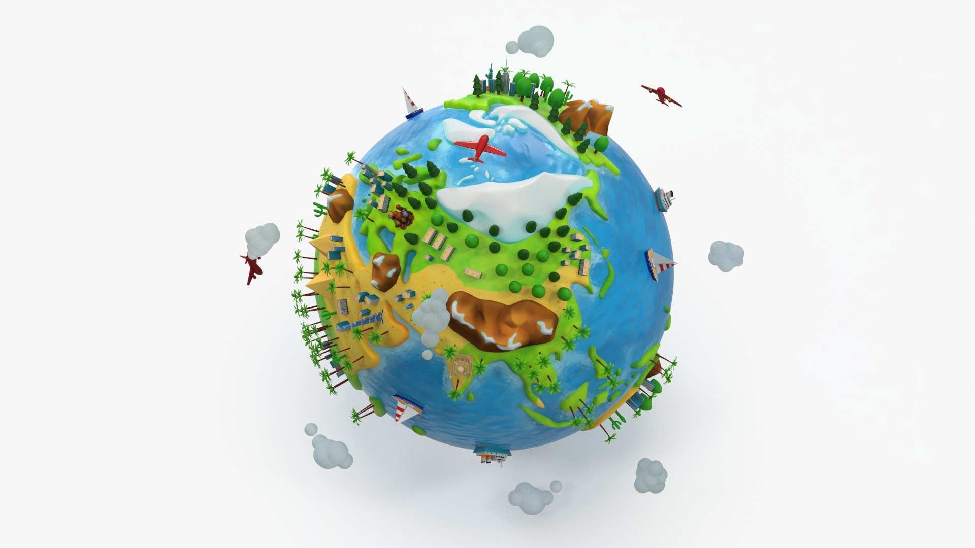 3D Stylized Cartoon Miniature Earth - TurboSquid 2211862