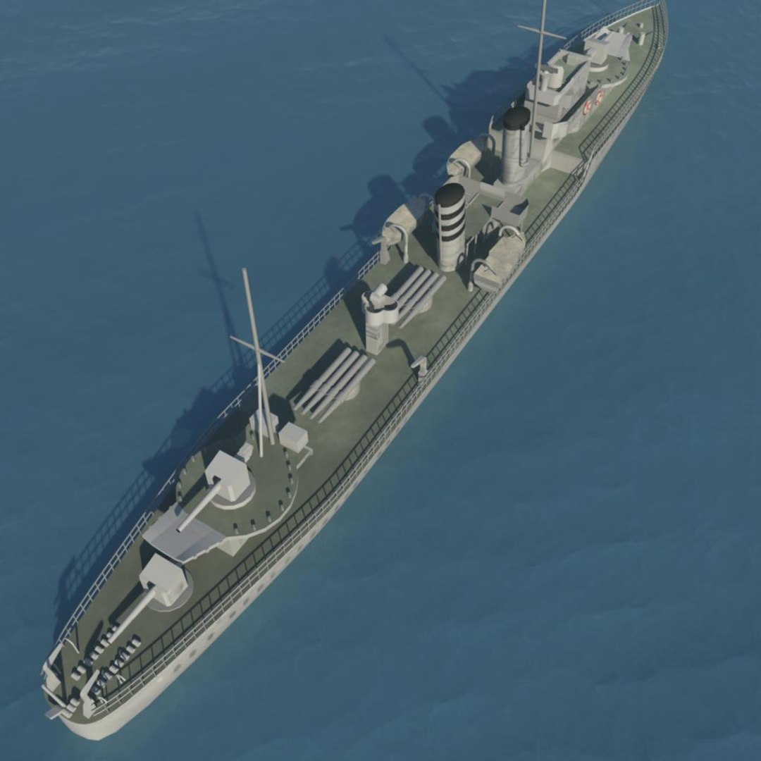 3d world war british destroyer model