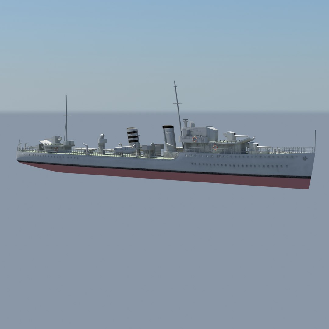 3d World War British Destroyer Model
