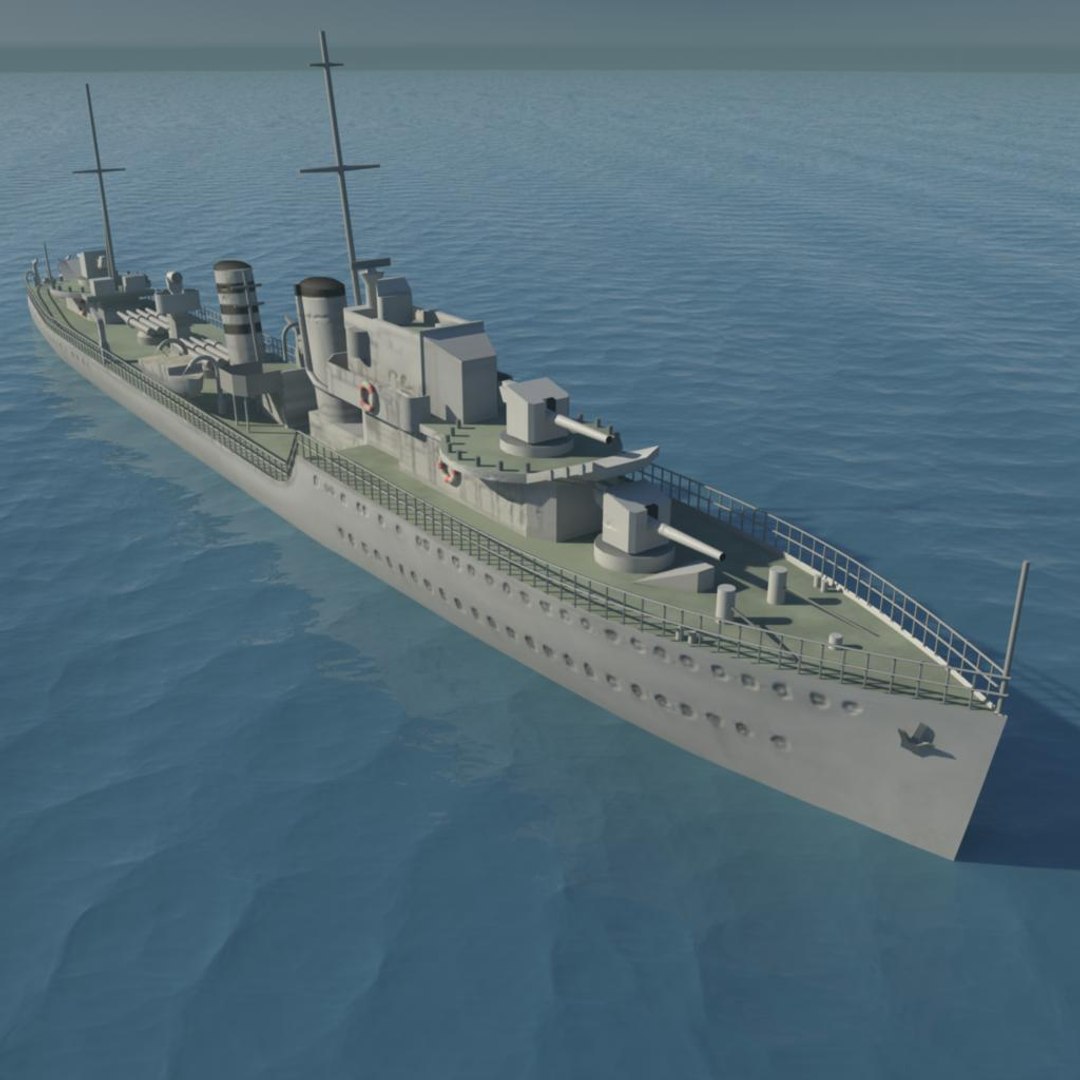 3d world war british destroyer model