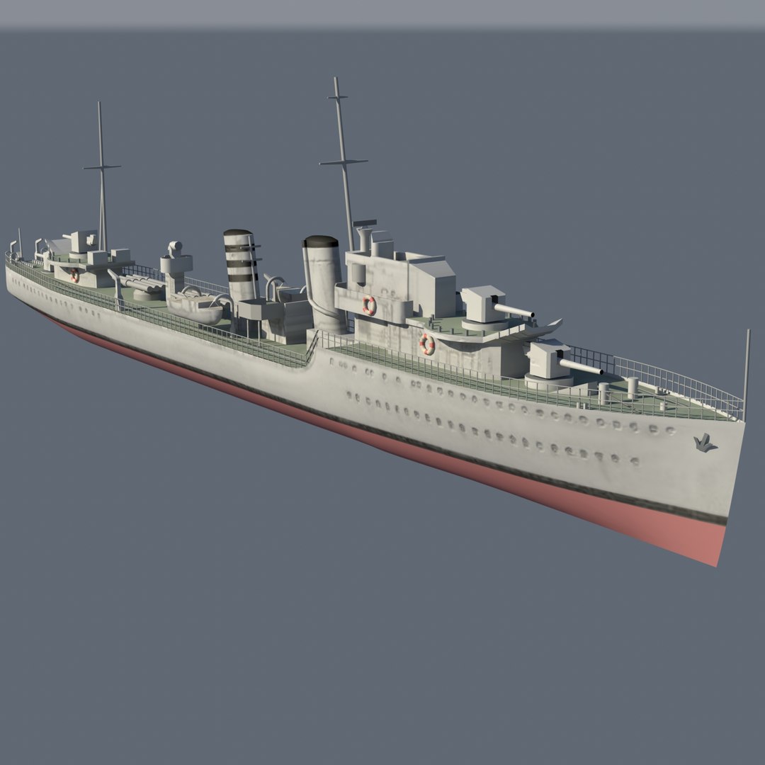 3d World War British Destroyer Model