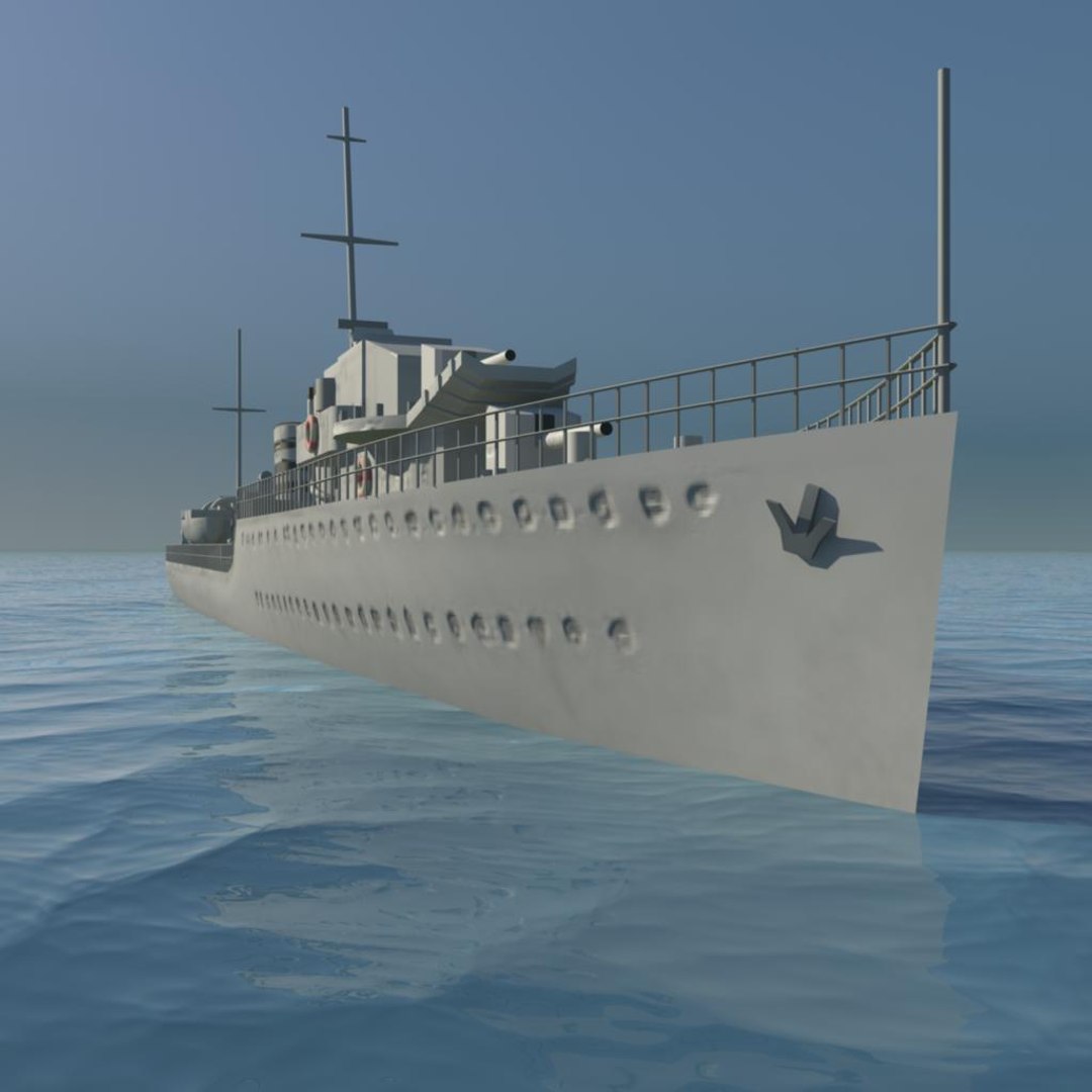 3d world war british destroyer model