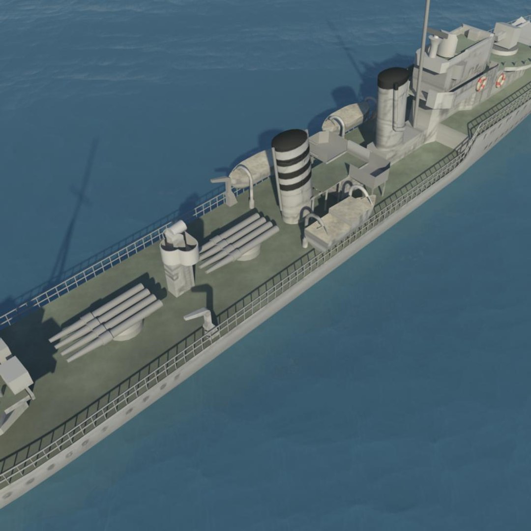 3d world war british destroyer model
