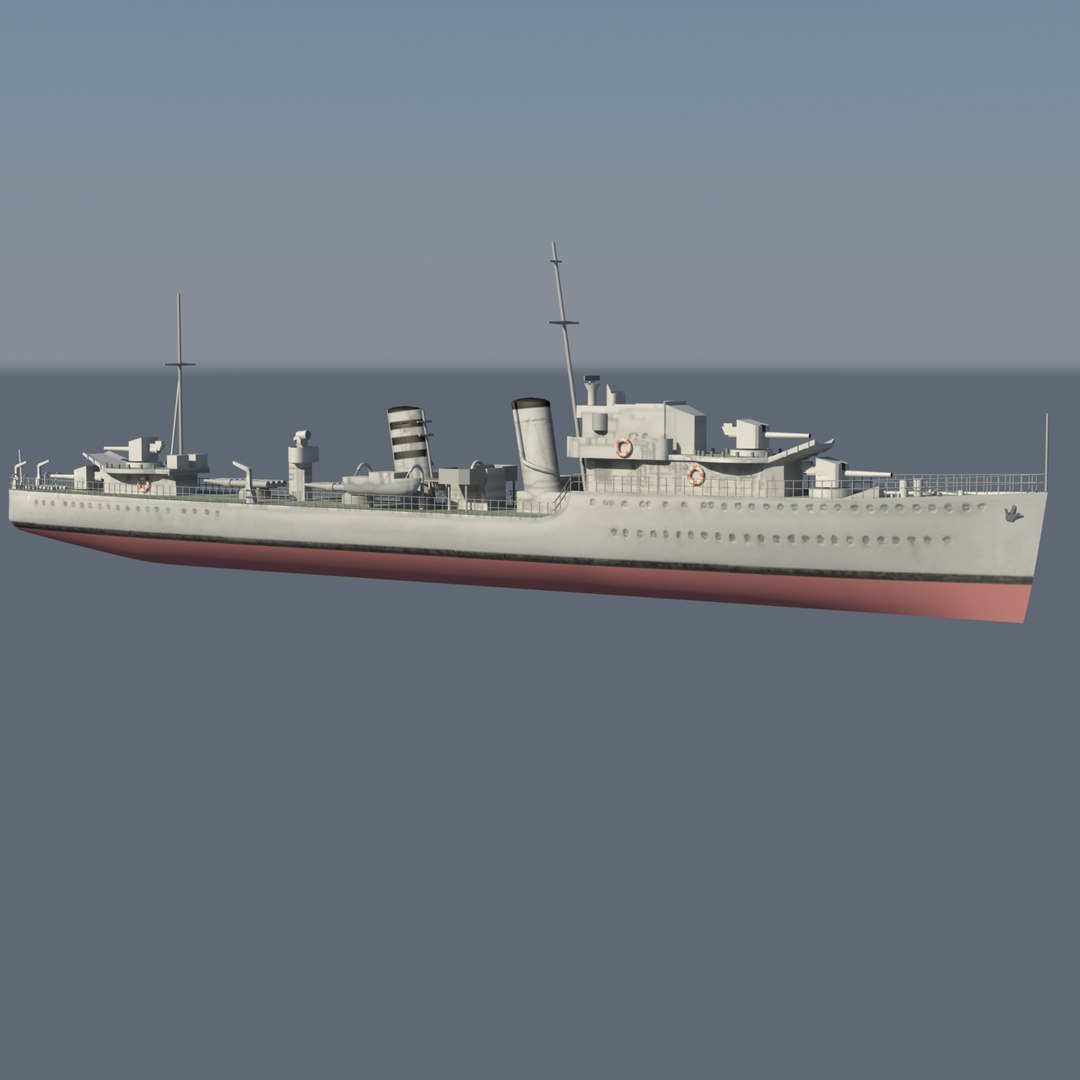 3d World War British Destroyer Model
