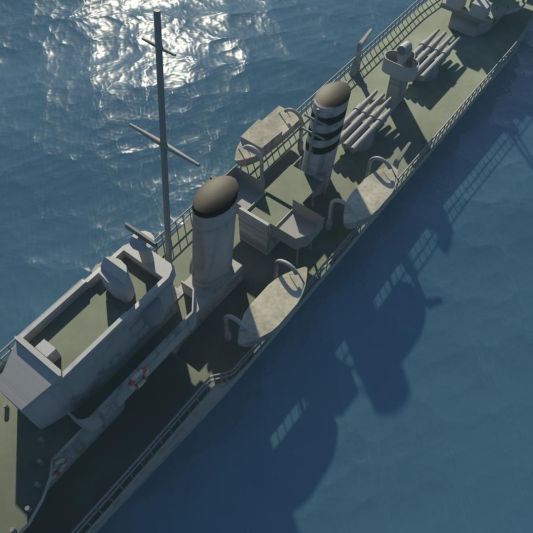 3d world war british destroyer model