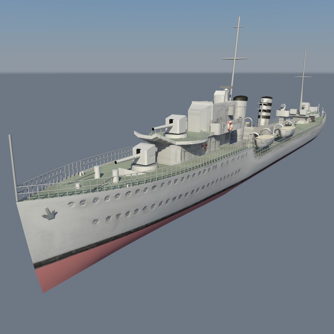 3d World War British Destroyer Model
