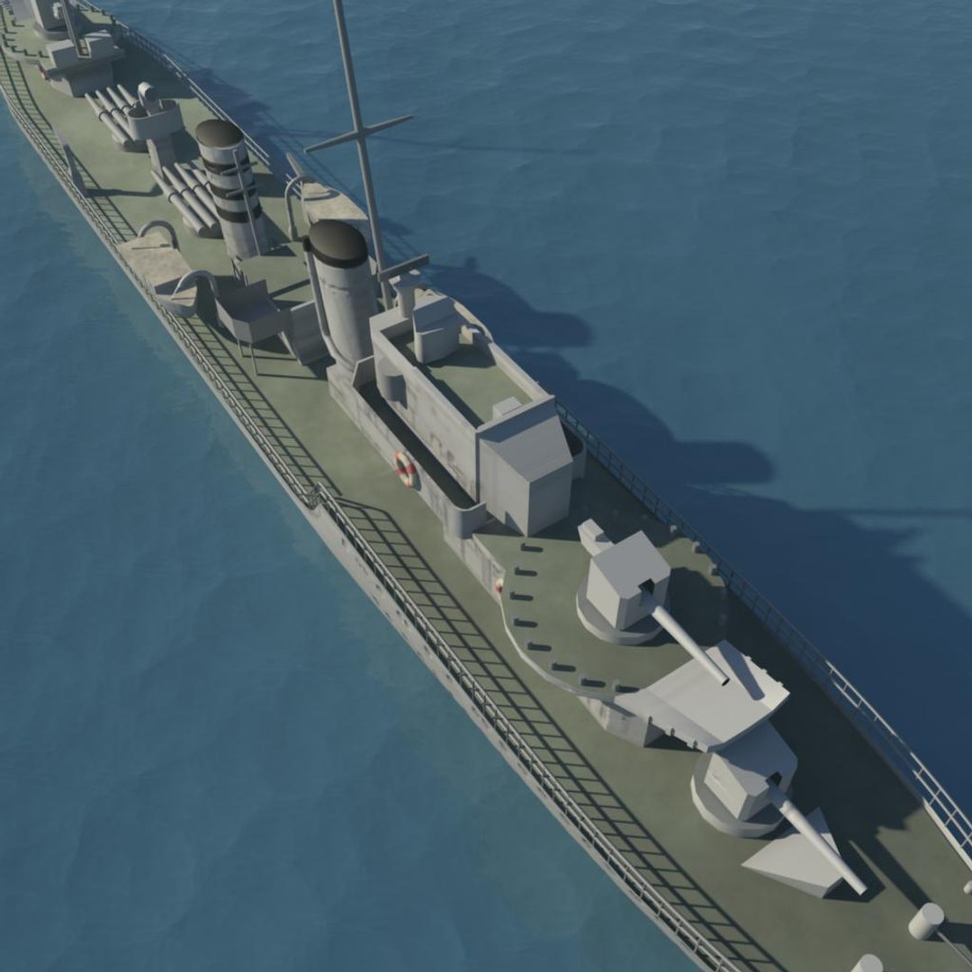 3d world war british destroyer model