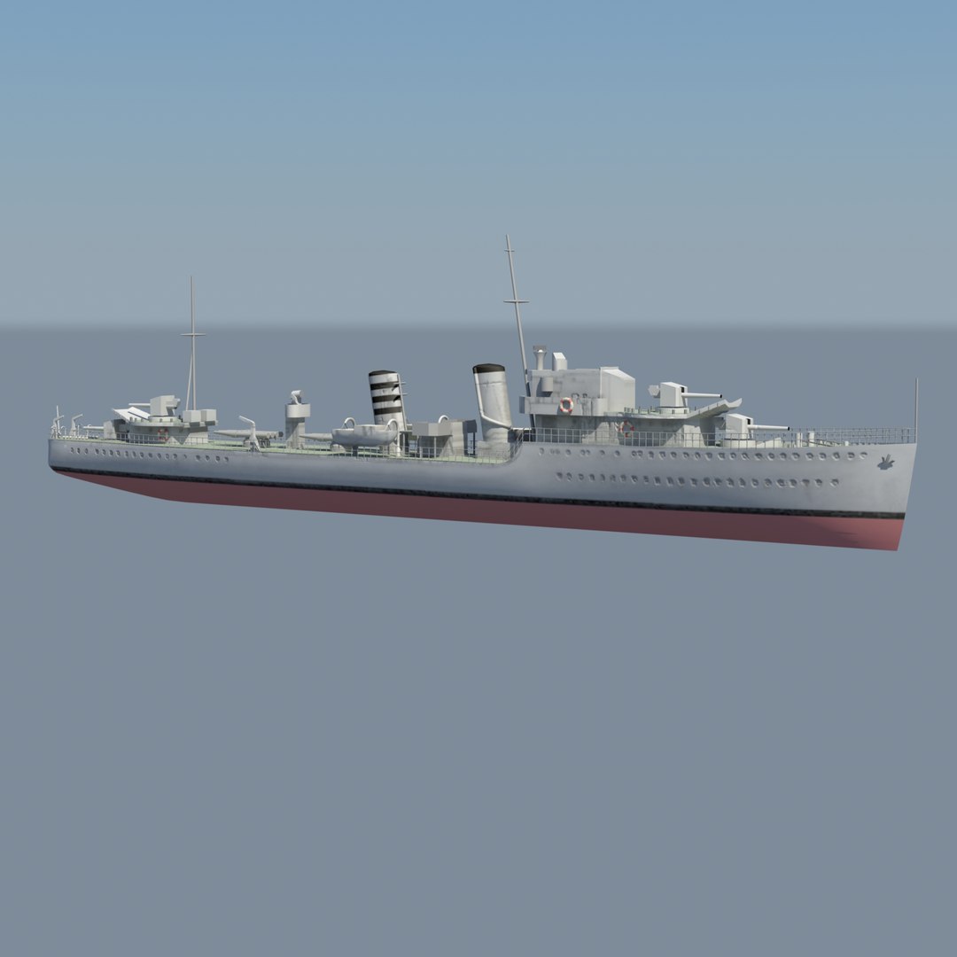 3d World War British Destroyer Model
