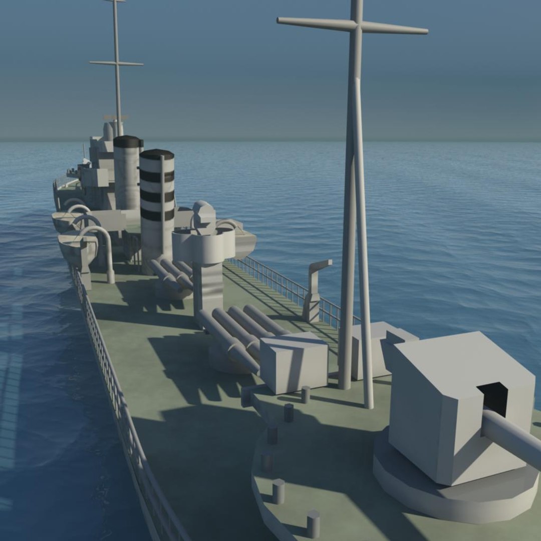 3d world war british destroyer model
