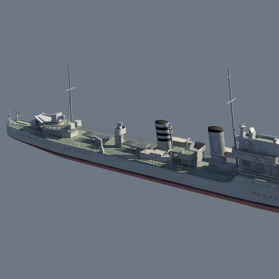 3d World War British Destroyer Model