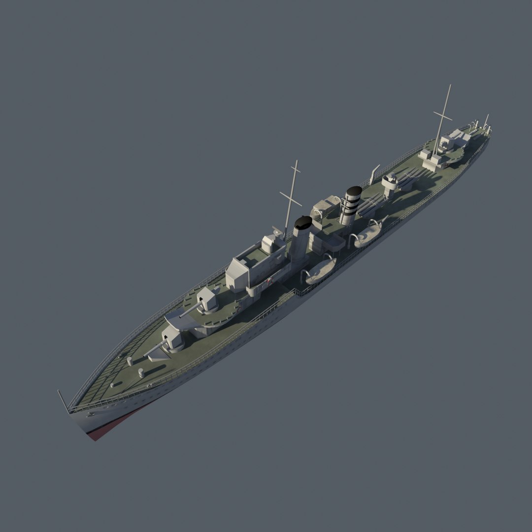 3d World War British Destroyer Model