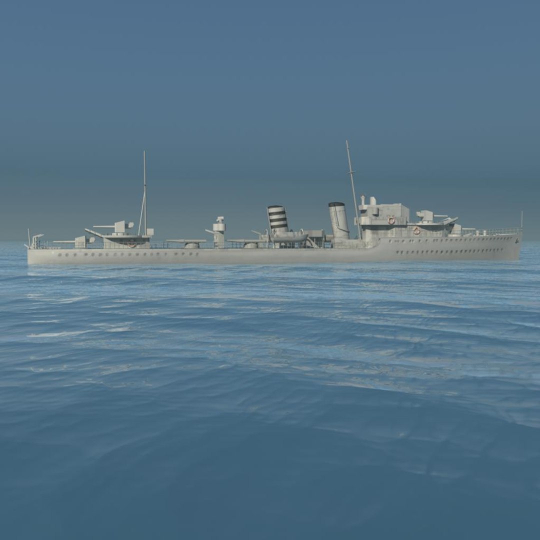 3d World War British Destroyer Model