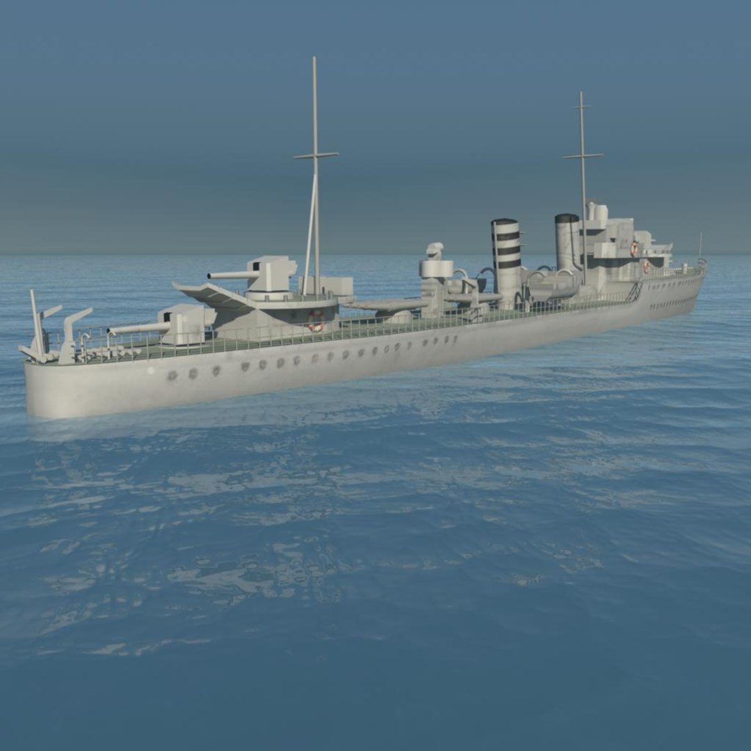 3d world war british destroyer model