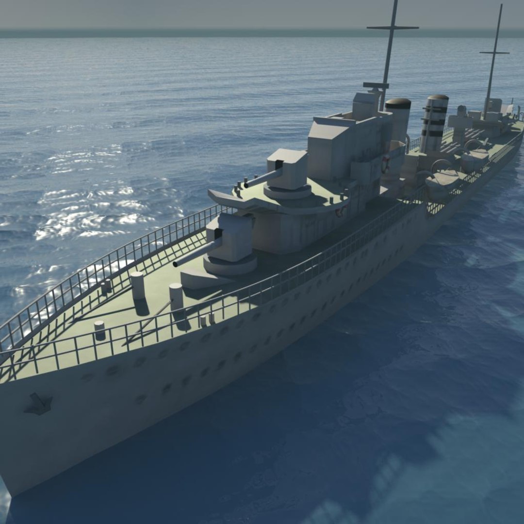 3d World War British Destroyer Model