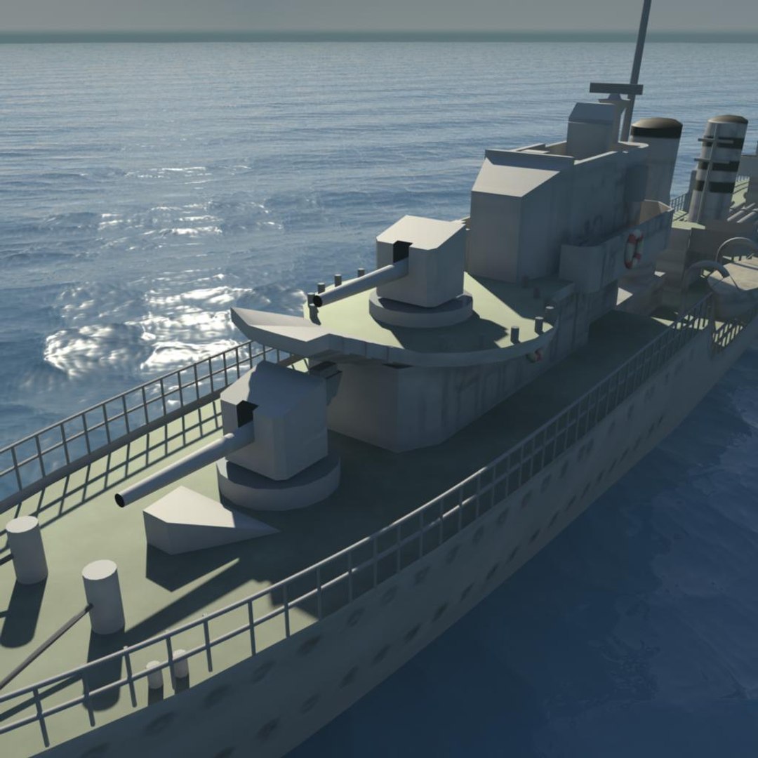 3d world war british destroyer model