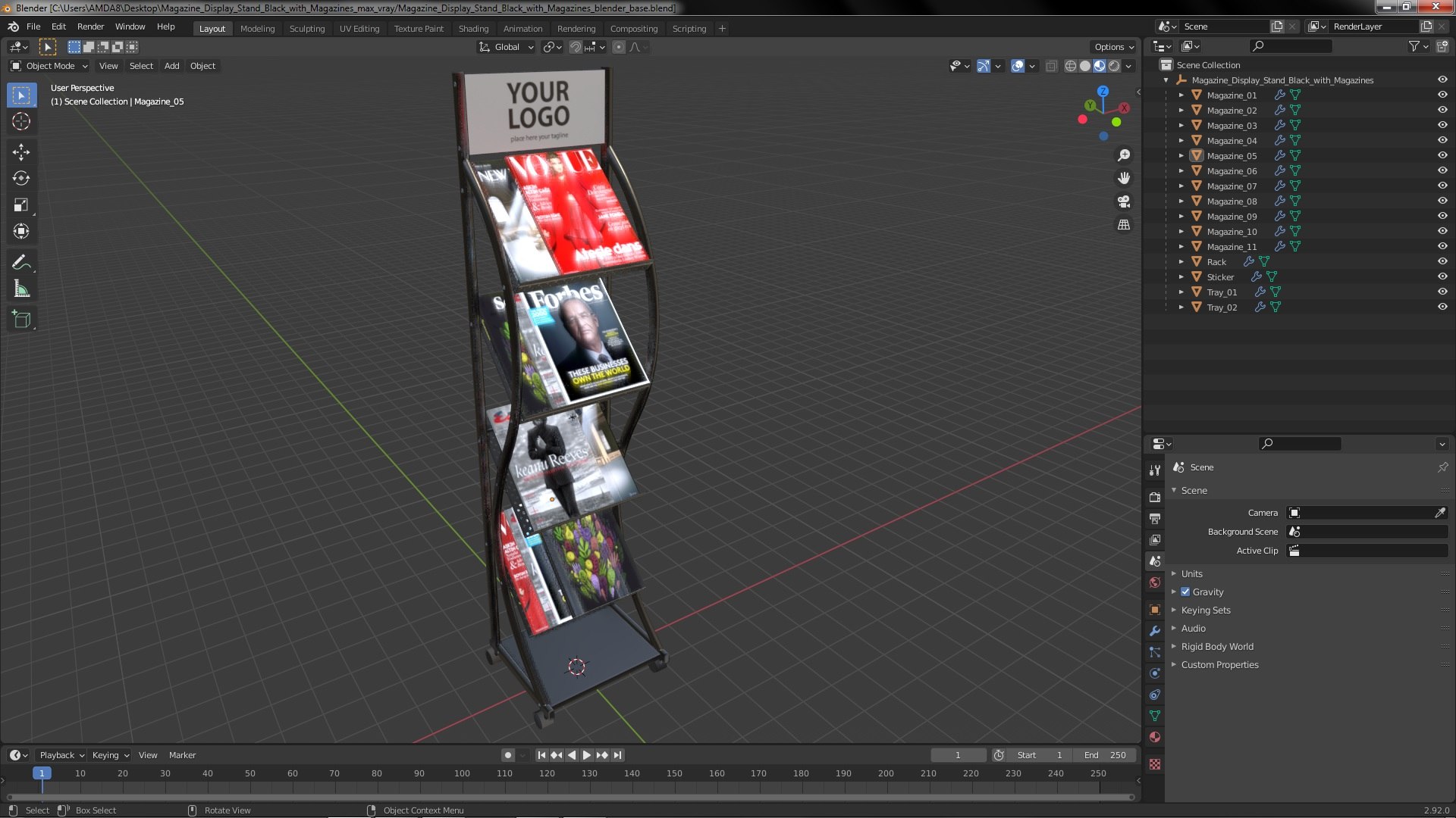 3D model Magazine Display Stand Black with Magazines - TurboSquid 2073133