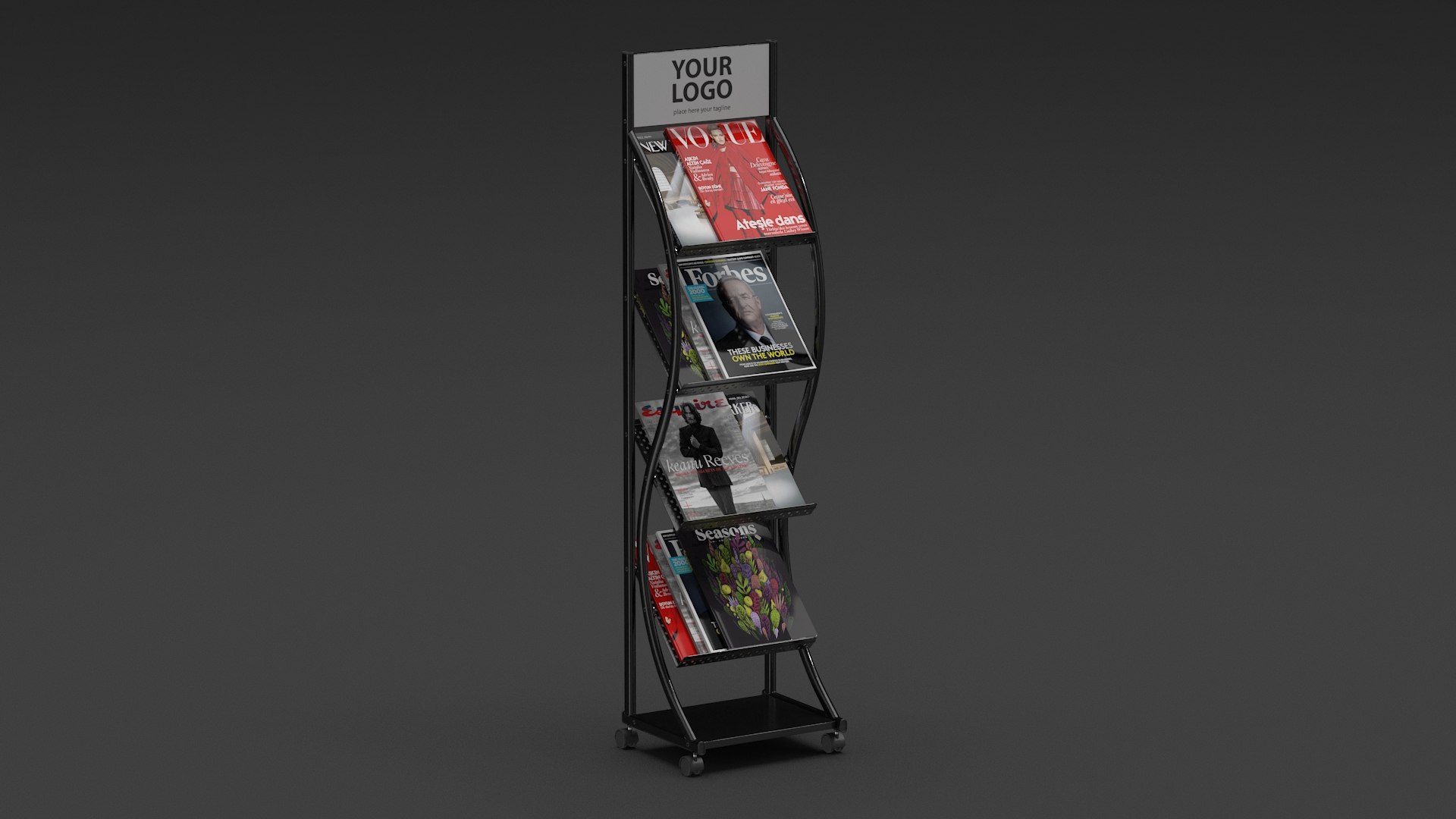 3D Model Magazine Display Stand Black With Magazines - TurboSquid 2073133