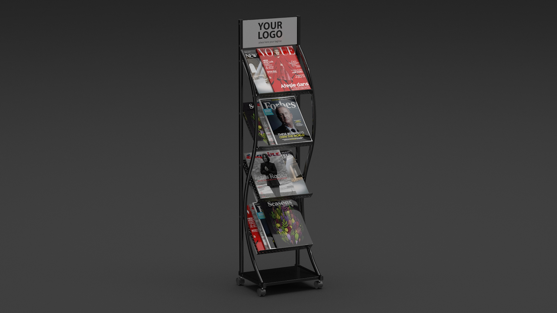 3D Model Magazine Display Stand Black With Magazines - TurboSquid 2073133