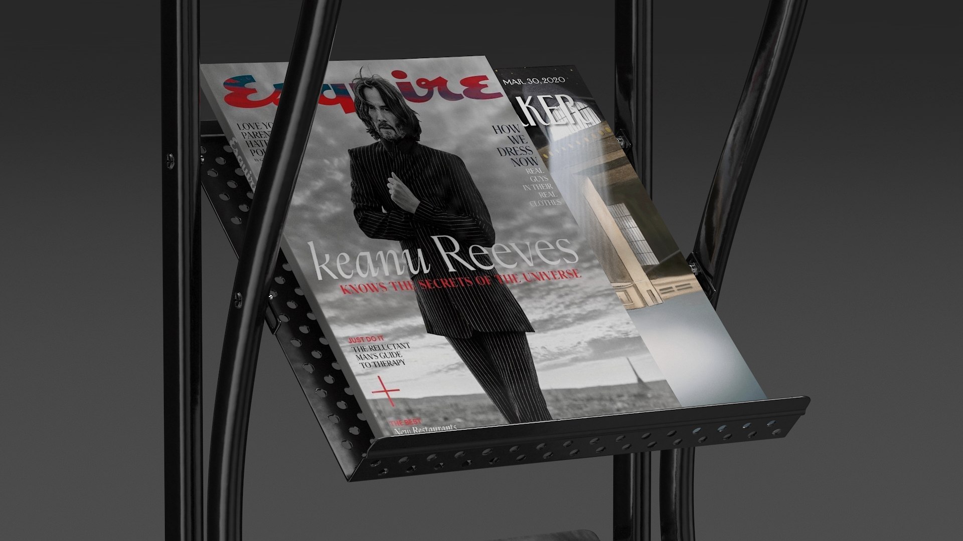 3D Model Magazine Display Stand Black With Magazines - TurboSquid 2073133