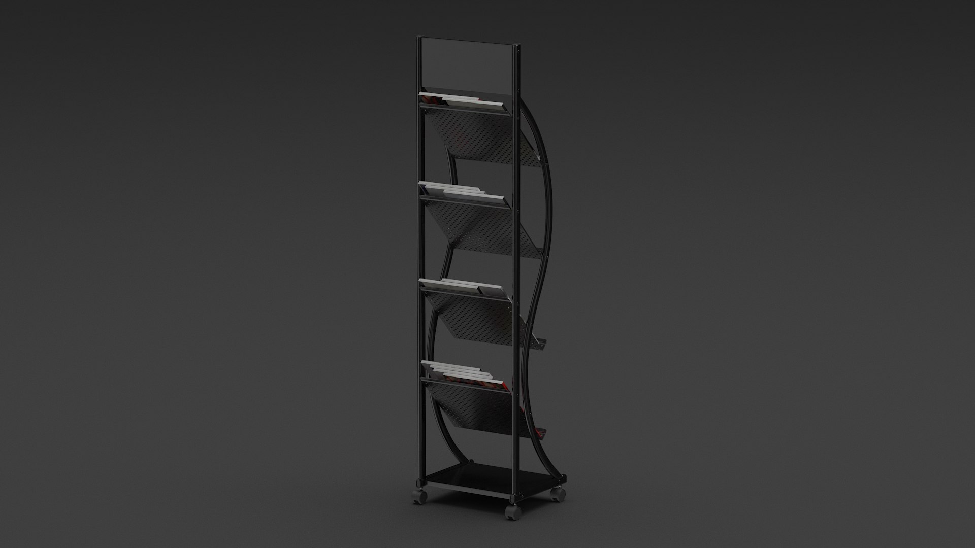 3D Model Magazine Display Stand Black With Magazines - TurboSquid 2073133