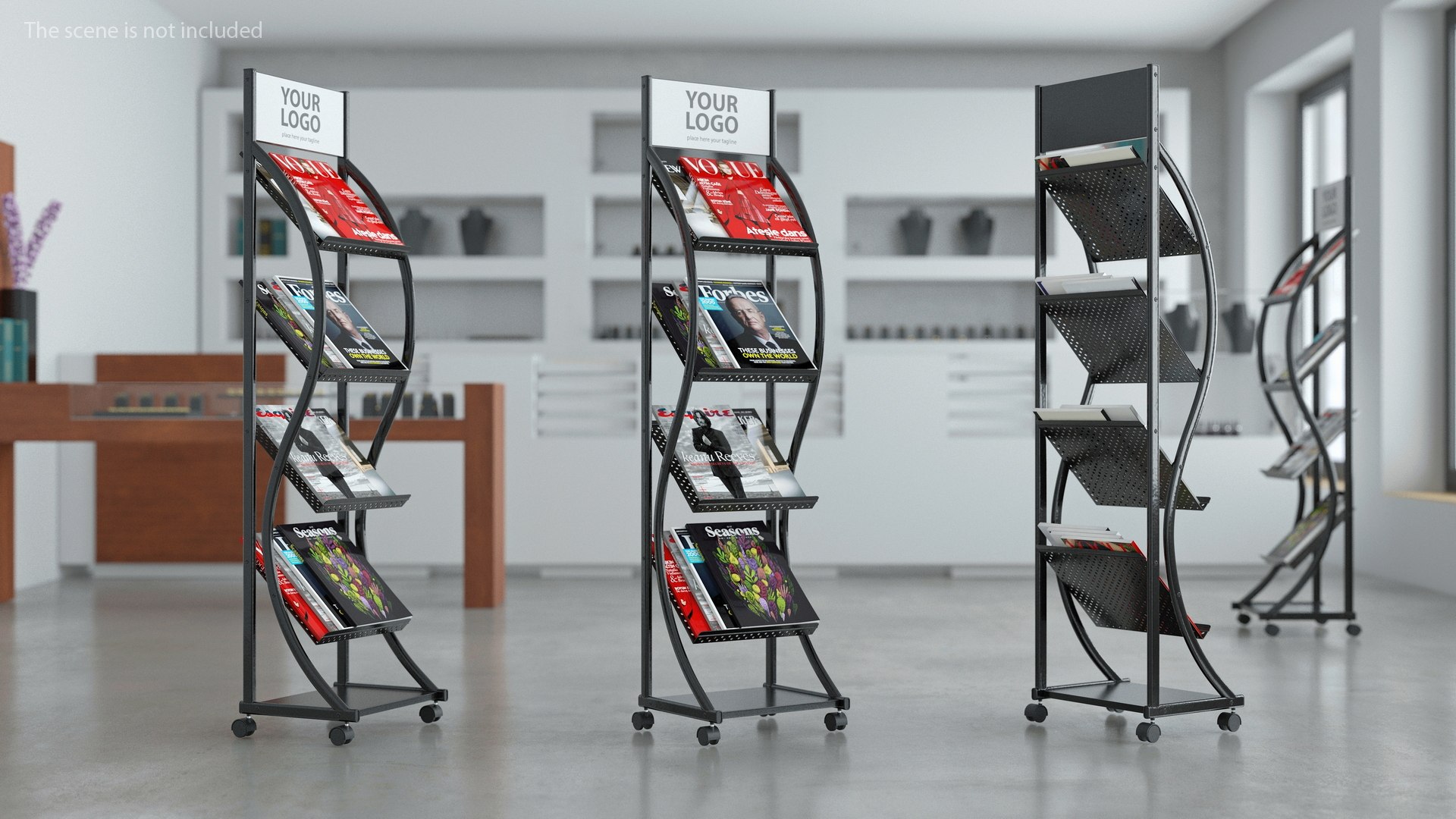 3D Model Magazine Display Stand Black With Magazines - TurboSquid 2073133