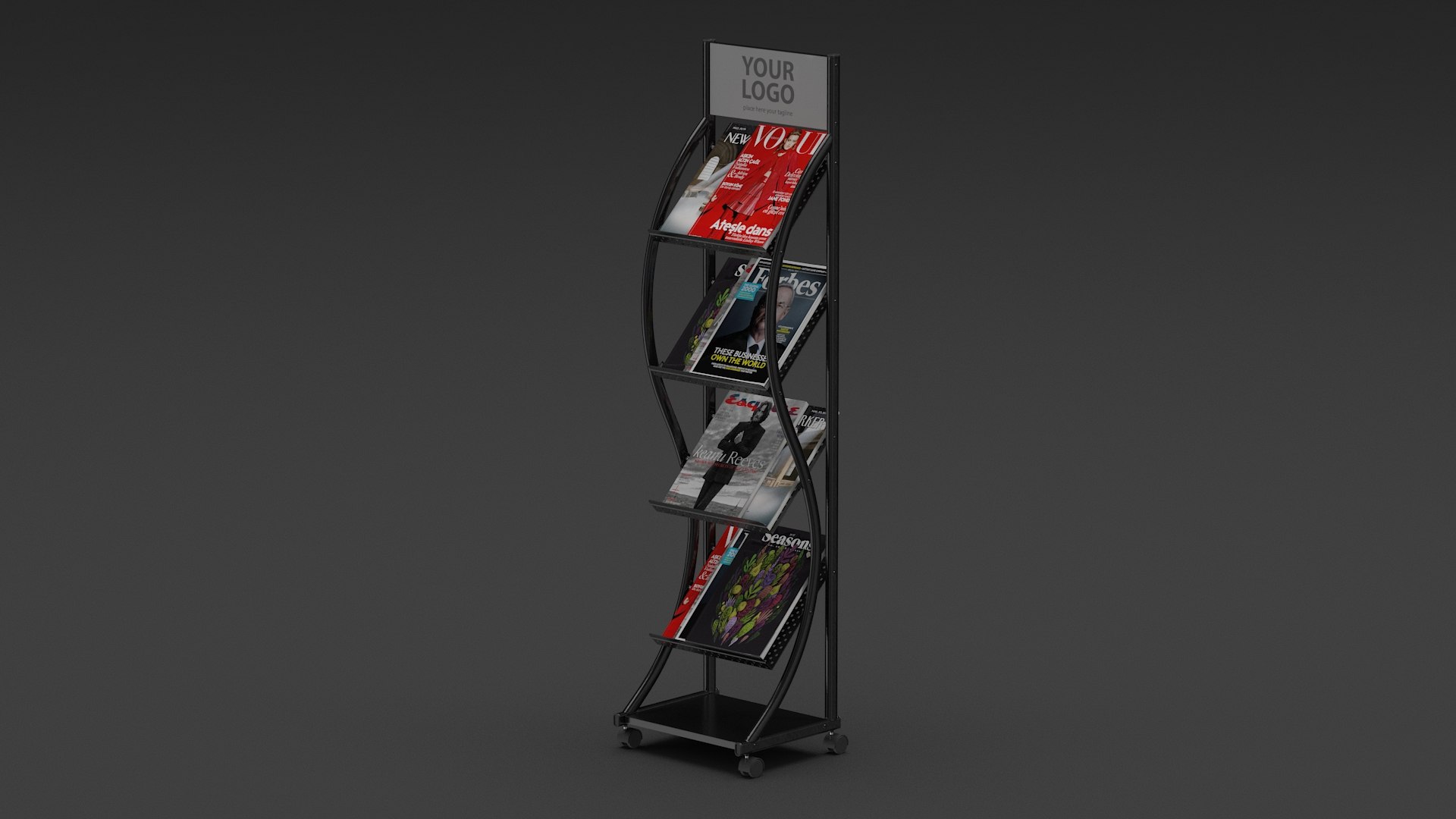 3D Model Magazine Display Stand Black With Magazines - TurboSquid 2073133