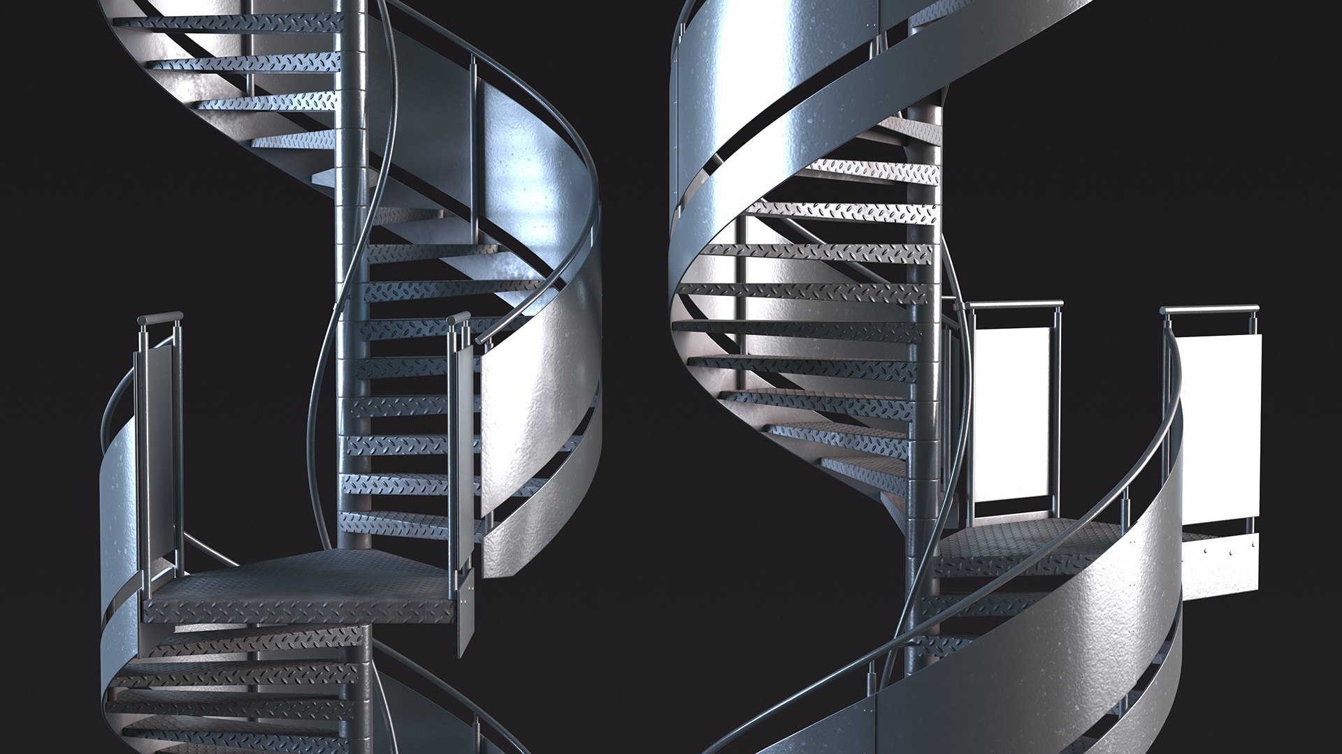 Spiral Fire Escape Stairs Collection 3D Model - TurboSquid 2178532