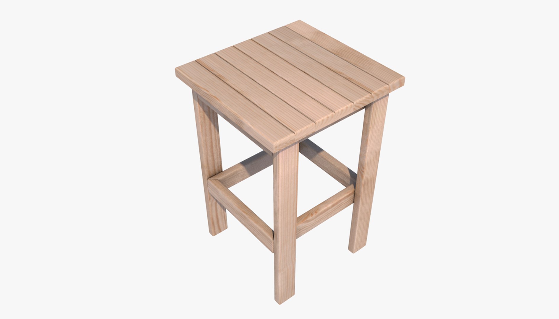 Wood Stool 3d Model