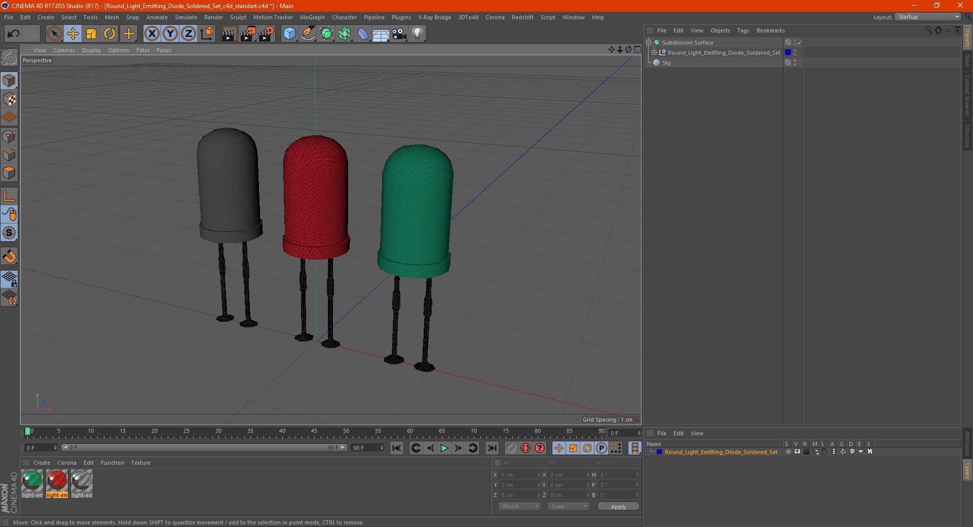 3D model Round Light Emitting Diode Soldered Set - TurboSquid 1734583