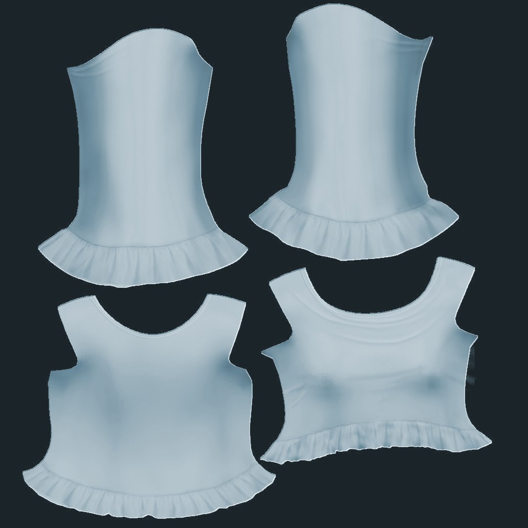 3D Model Bell Edge Sleeves Ruffle Bottom Sweater - TurboSquid 1788928