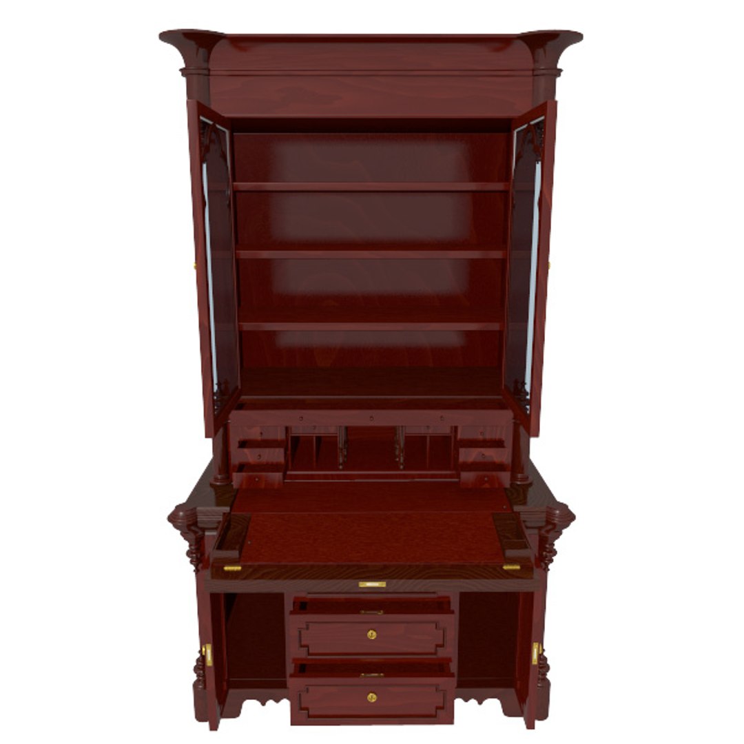 Decorative Victorian Secretary Desk 3d Model