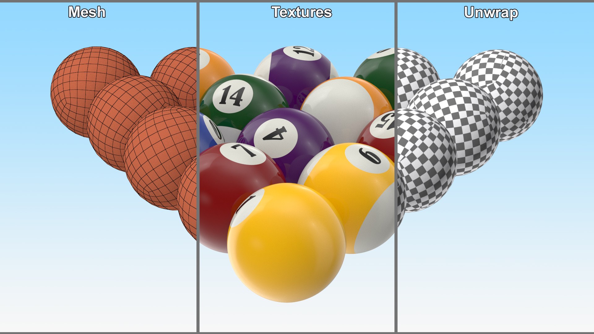 3D Billiard Balls Set - TurboSquid 2244478