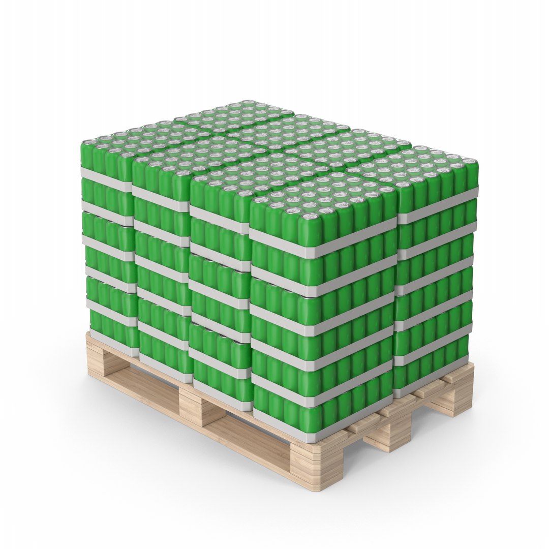 3D model Green Soda Can Packs On Pallet - TurboSquid 2053660