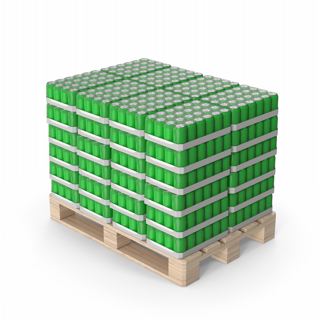 3D model Green Soda Can Packs On Pallet - TurboSquid 2053660