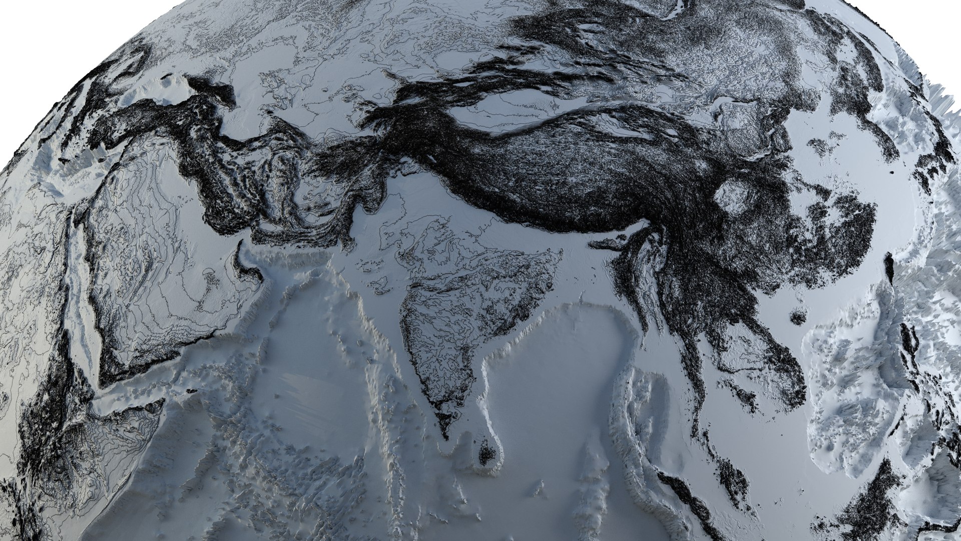 Earth Contours Map 3D Globe 3D - TurboSquid 2347368