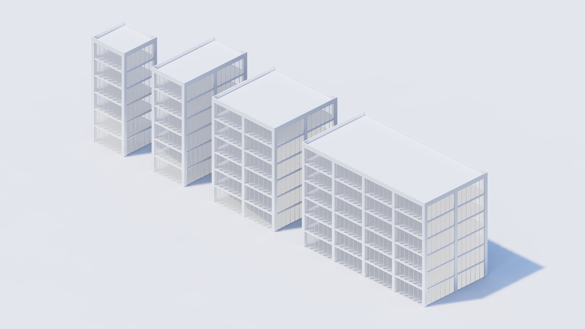 4types Simple Building M Size Model - TurboSquid 1845042