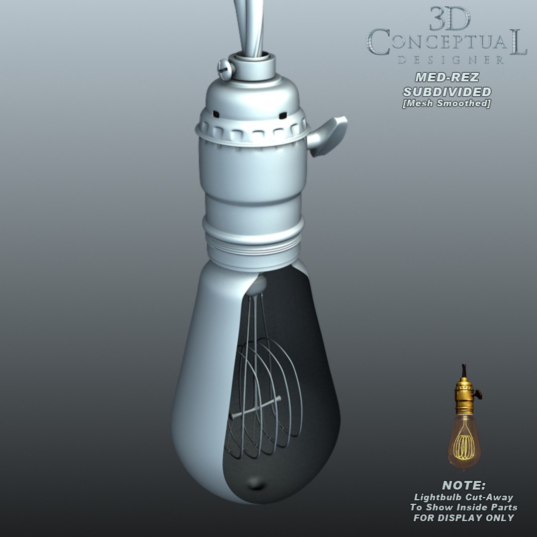 3d Model Light Socket Vintage Bulb