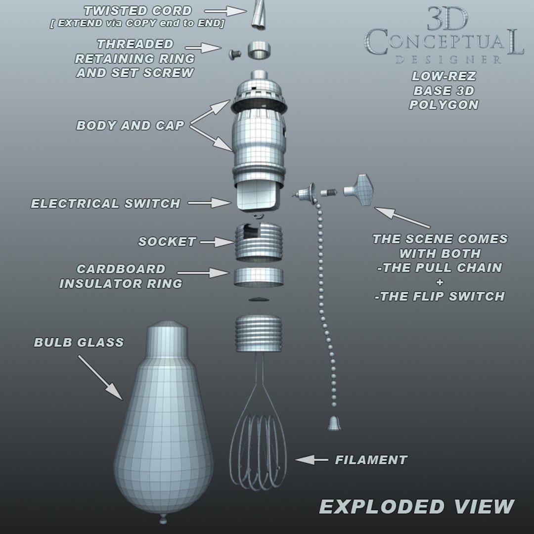 3d Model Light Socket Vintage Bulb