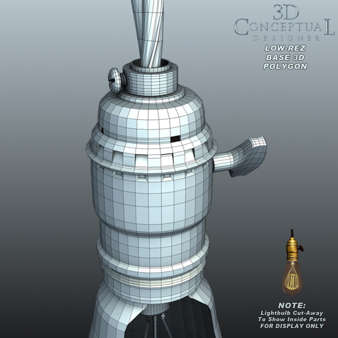 3d Model Light Socket Vintage Bulb