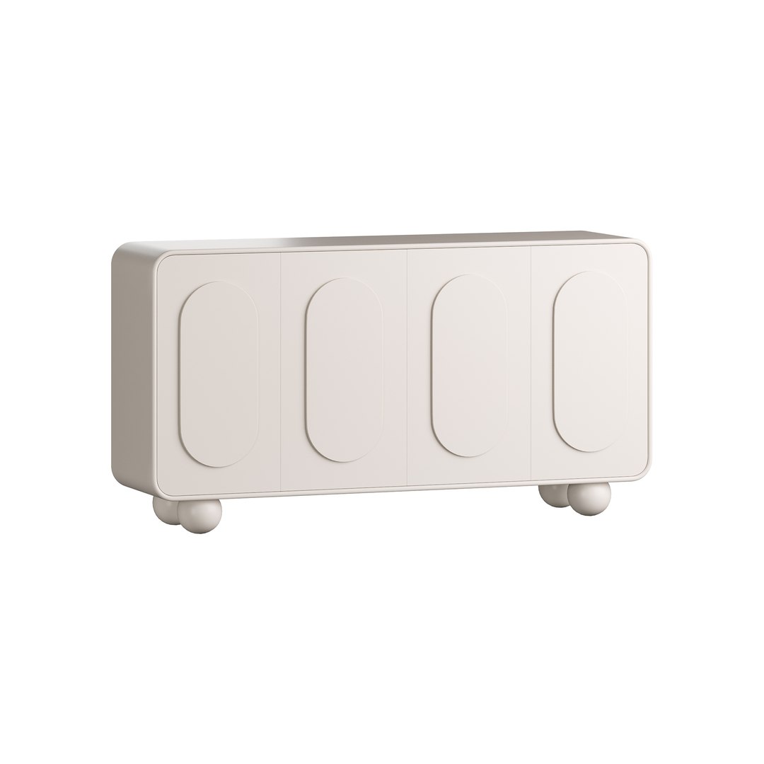 3D White Solid And Manufactured Wood Sideboard Credenza - TurboSquid ...