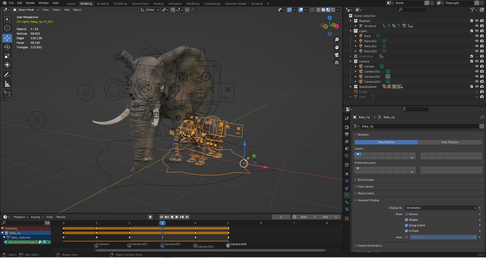 3D Model Fur Elephant And Baby Elephant Rigged In Blender - TurboSquid ...