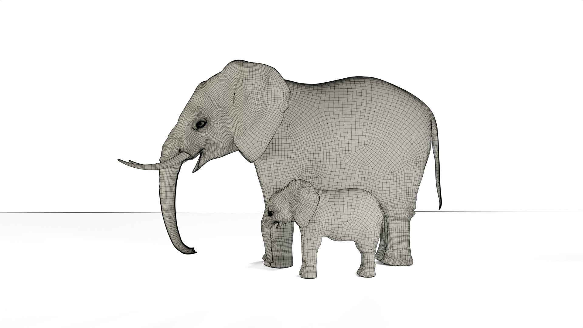 3D Model Fur Elephant And Baby Elephant Rigged In Blender - TurboSquid ...