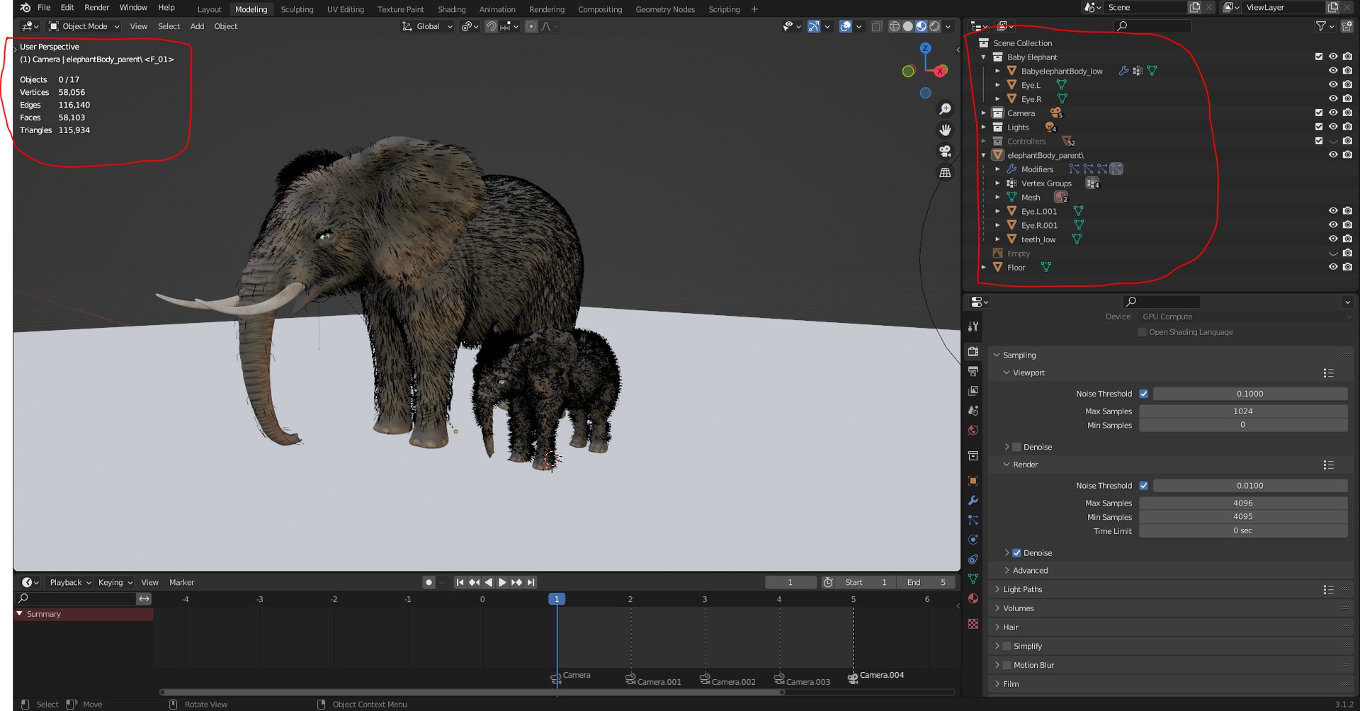 3D Model Fur Elephant And Baby Elephant Rigged In Blender - TurboSquid ...