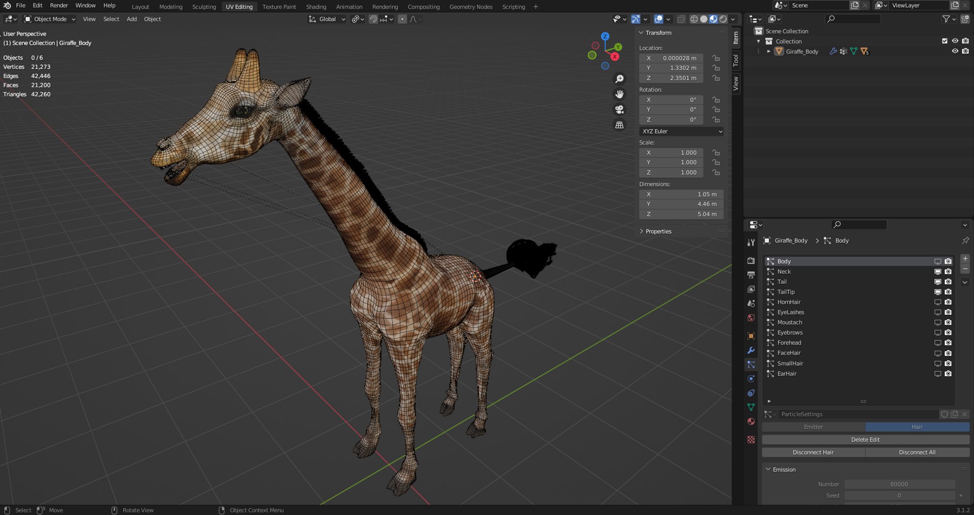 3D Model Fur Giraffe NO Rigged In Blender - TurboSquid 1968545
