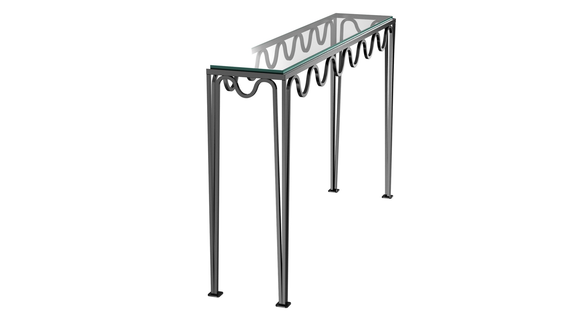 Long Undulating Meandre Wrought Iron And Glass Console By Design Freres ...