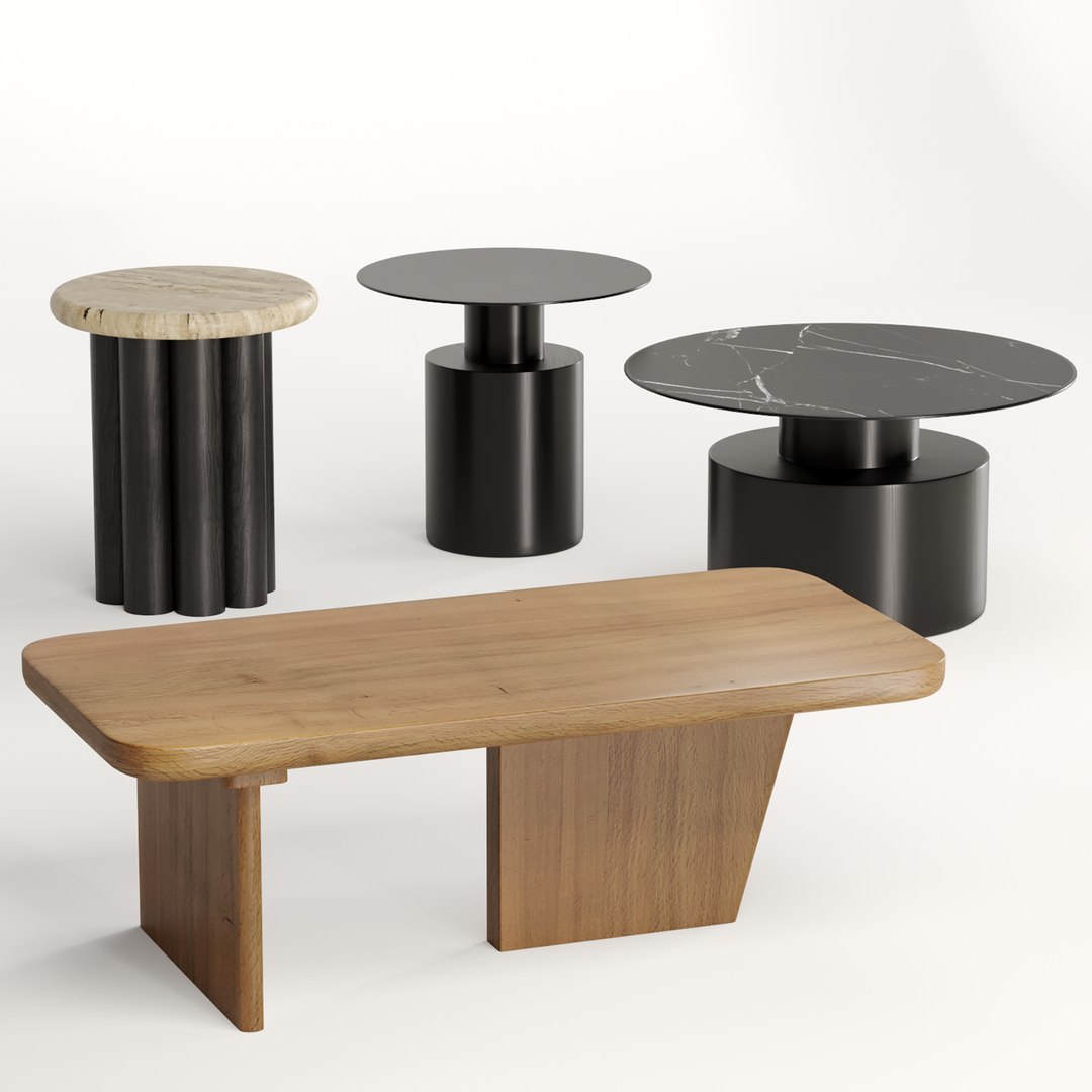 Homary Coffee Table Set 01 3D - TurboSquid 2349216