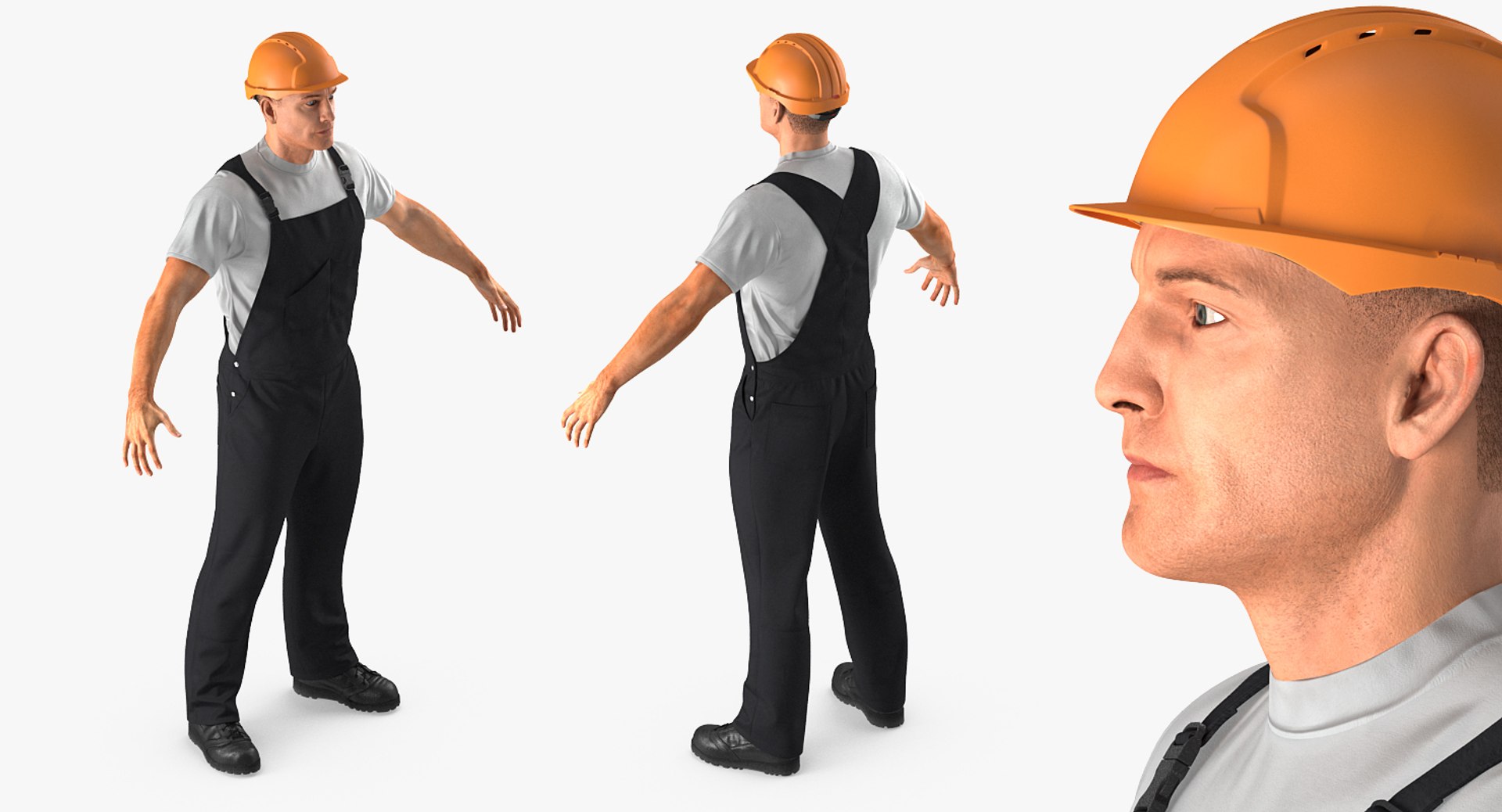 Worker black uniform rigged 3D - TurboSquid 1164297