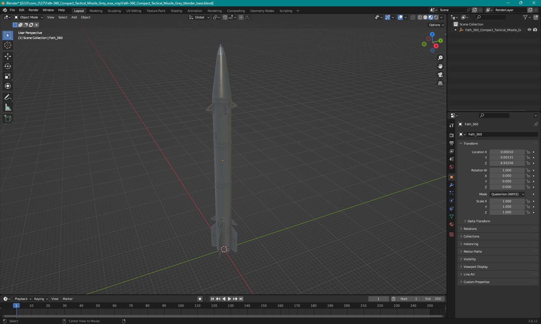 Fath-360 Compact Tactical Missile Grey 3D Model - TurboSquid 2302763
